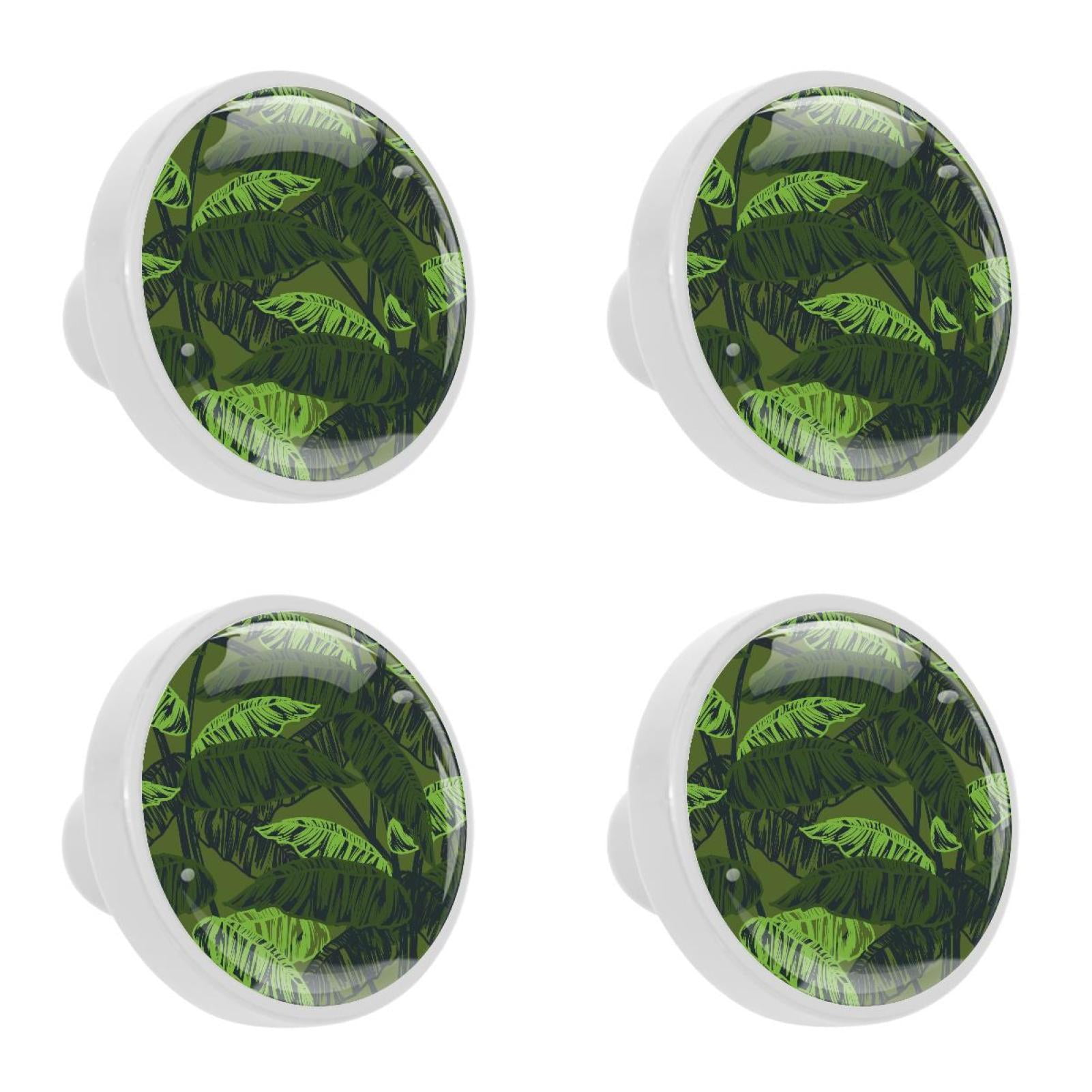4 Pcs Tropical Leaf Green Knobs for Kitchen Cabinet Cupboard Dresser ...
