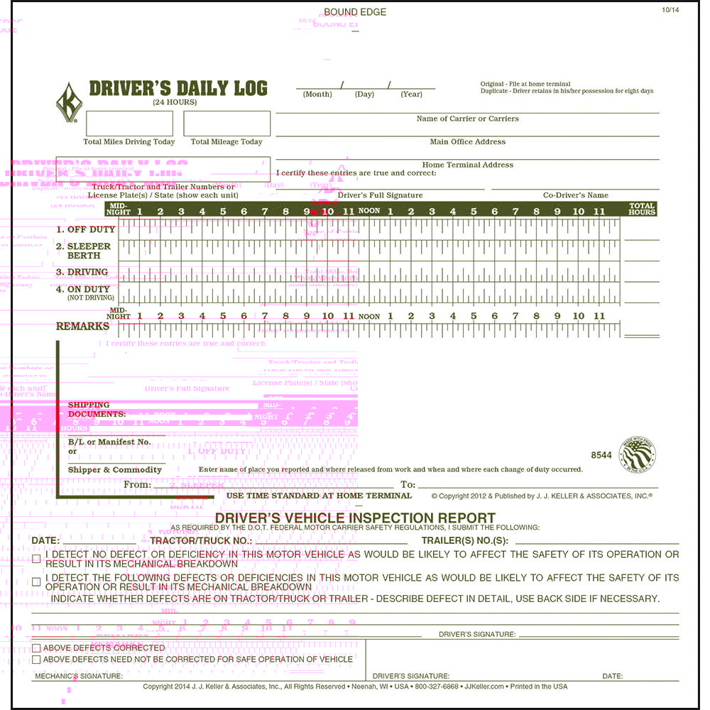 2-In-1 Driver Daily Log Book 5-pk. with Simplified DVIR - 2-Ply ...