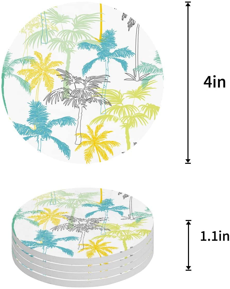 ZHANZZK Tropical Coconut tree Set of 8 Round Coaster for Drinks ...