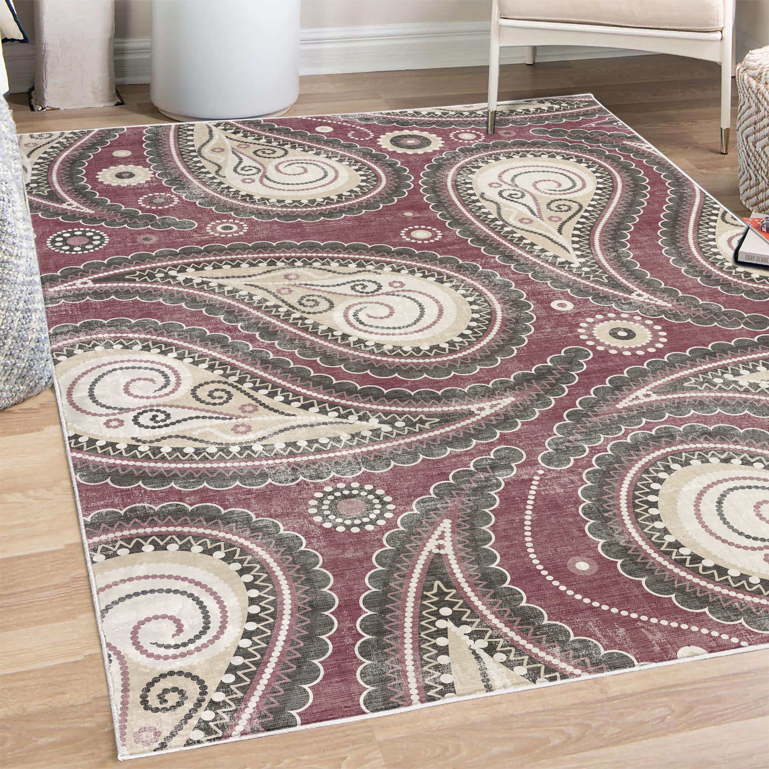 Paisley Decorative Rug, Continuous Fig Like Motifs Pattern Mandala ...