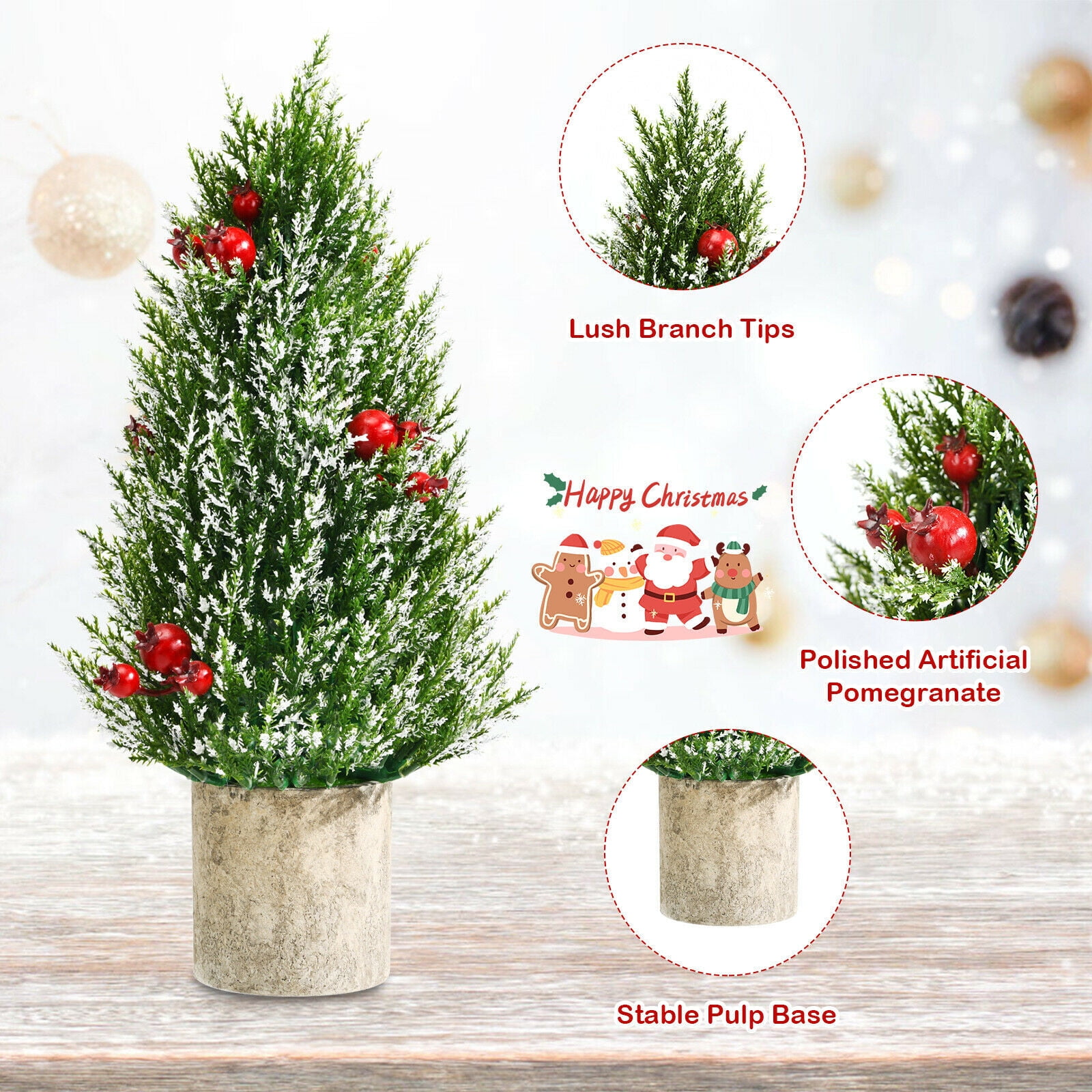 Zengest 18.5" Snowy Tabletop Christmas Tree w/ Pulp Base - Walmart.com