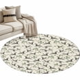 Art Crane Washable Round Area Rug 3 ft, Classic Grey Bird Motifs Green ...