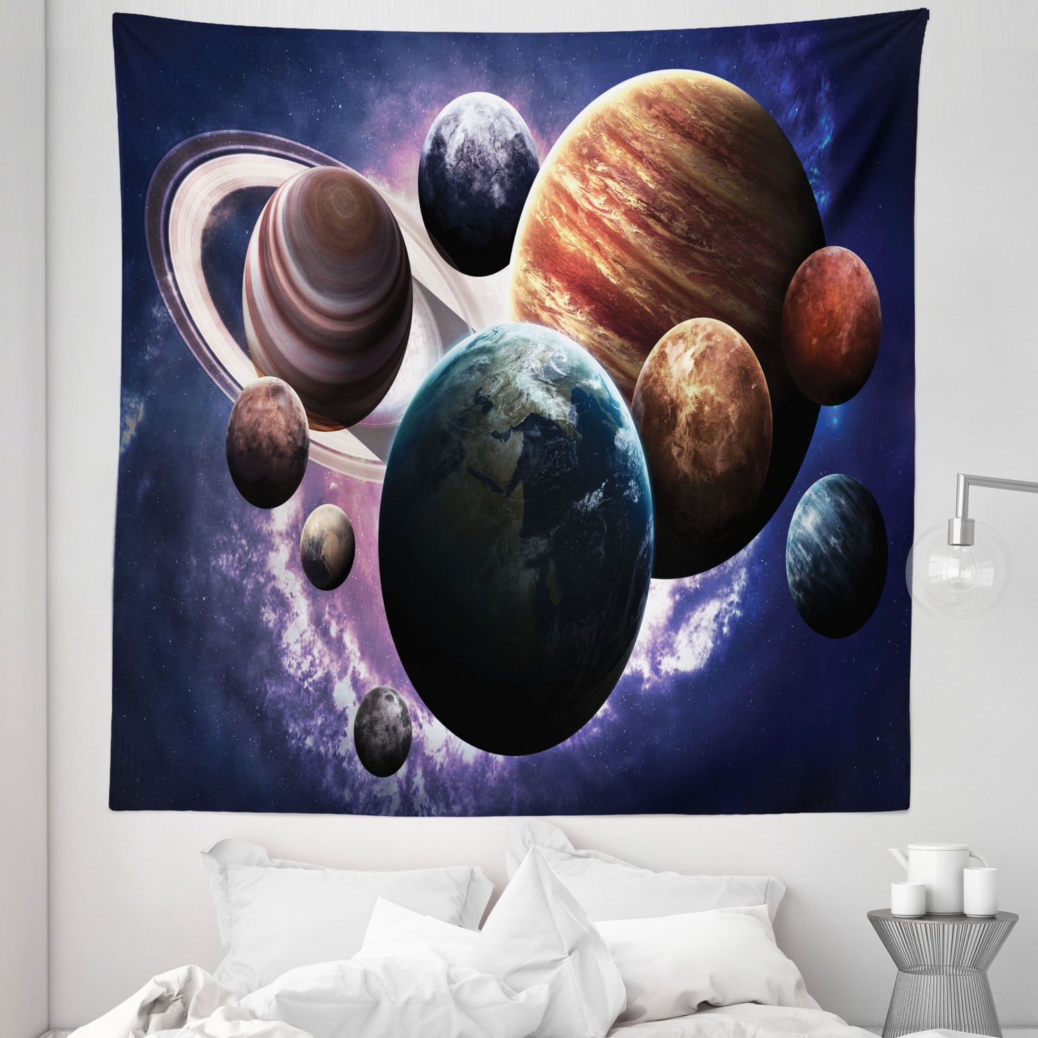 Nebula Tapestry, Solar System Planets All Together in Space Mercury ...