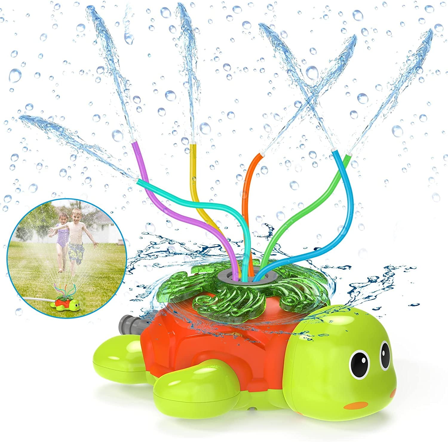 HEJULIK Outdoor Sprinkler for Kids - Backyard Rotating Turtle Sprinkler ...
