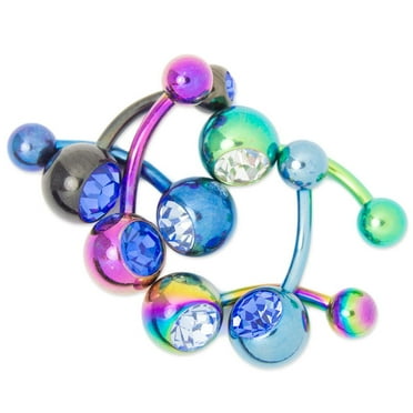 Colorful Belly Button Rings 14G Surgical Steel Body Jewelry 5pc ...