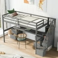 EUROCO Twin Loft Bed with Desk and Drawers, Moveable Staircase for Kids ...