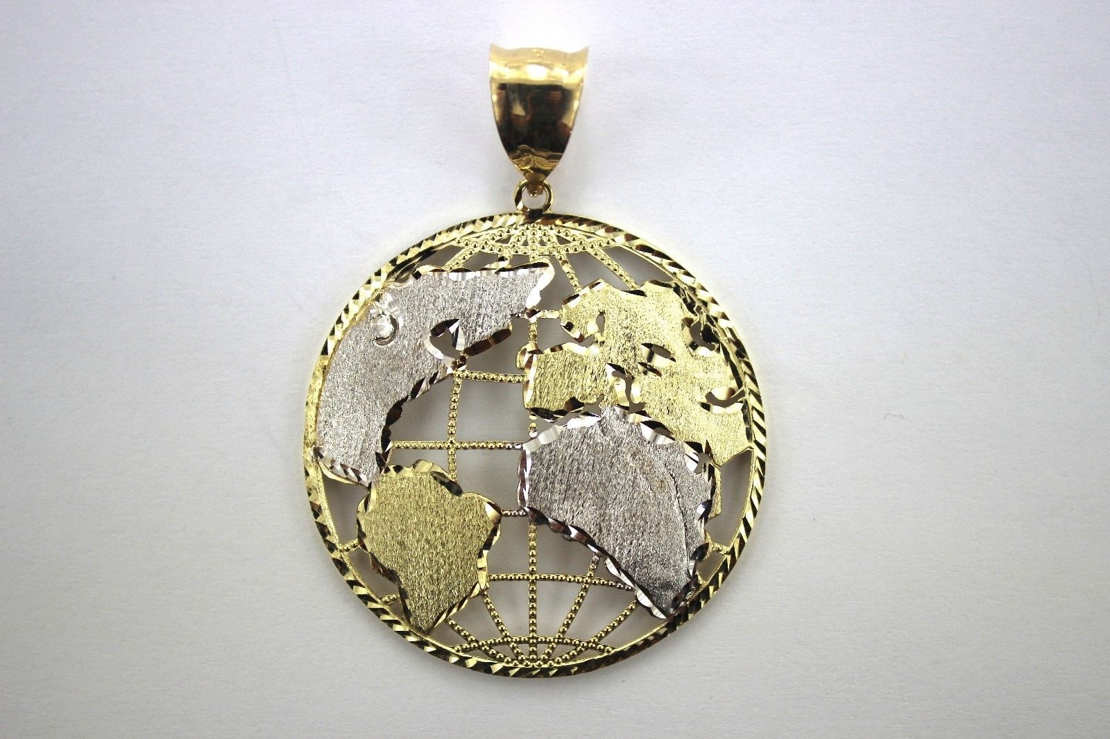 10K Two Tone Yellow White Gold Diamond Cut Globe Pendant - Walmart.com