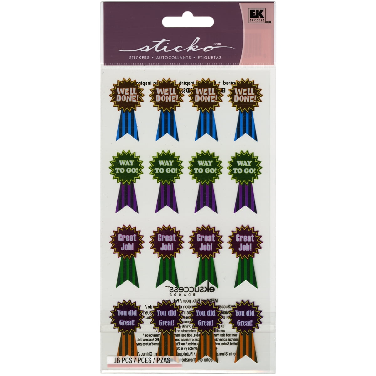 Sticko Award Ribbon Stickers, 16 Count - Walmart.com
