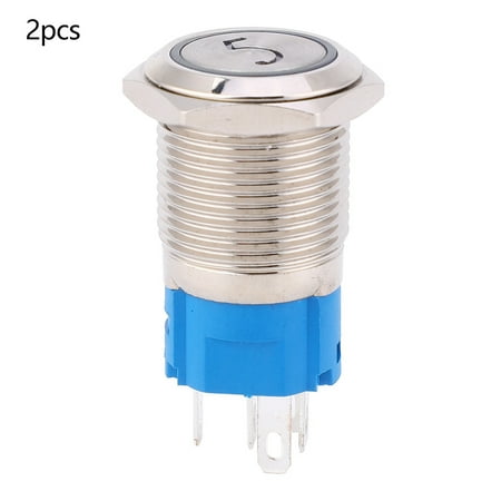 Momentary Push Button Switch,2Pcs 16mm Push Button Flat Head Push ...