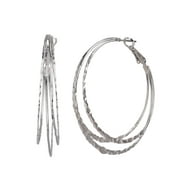 Time and Tru Silvertone Pull-Through Loop Hoop Earrings - Walmart.com