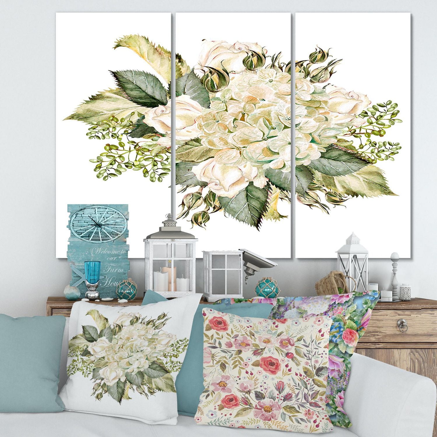 Click here for Designart Beautiful Bouquet With Hudrangea And Ros... prices