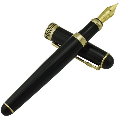 Duke Medium Nib Fountain Pen Set with Ink Refills Converter, Black and ...