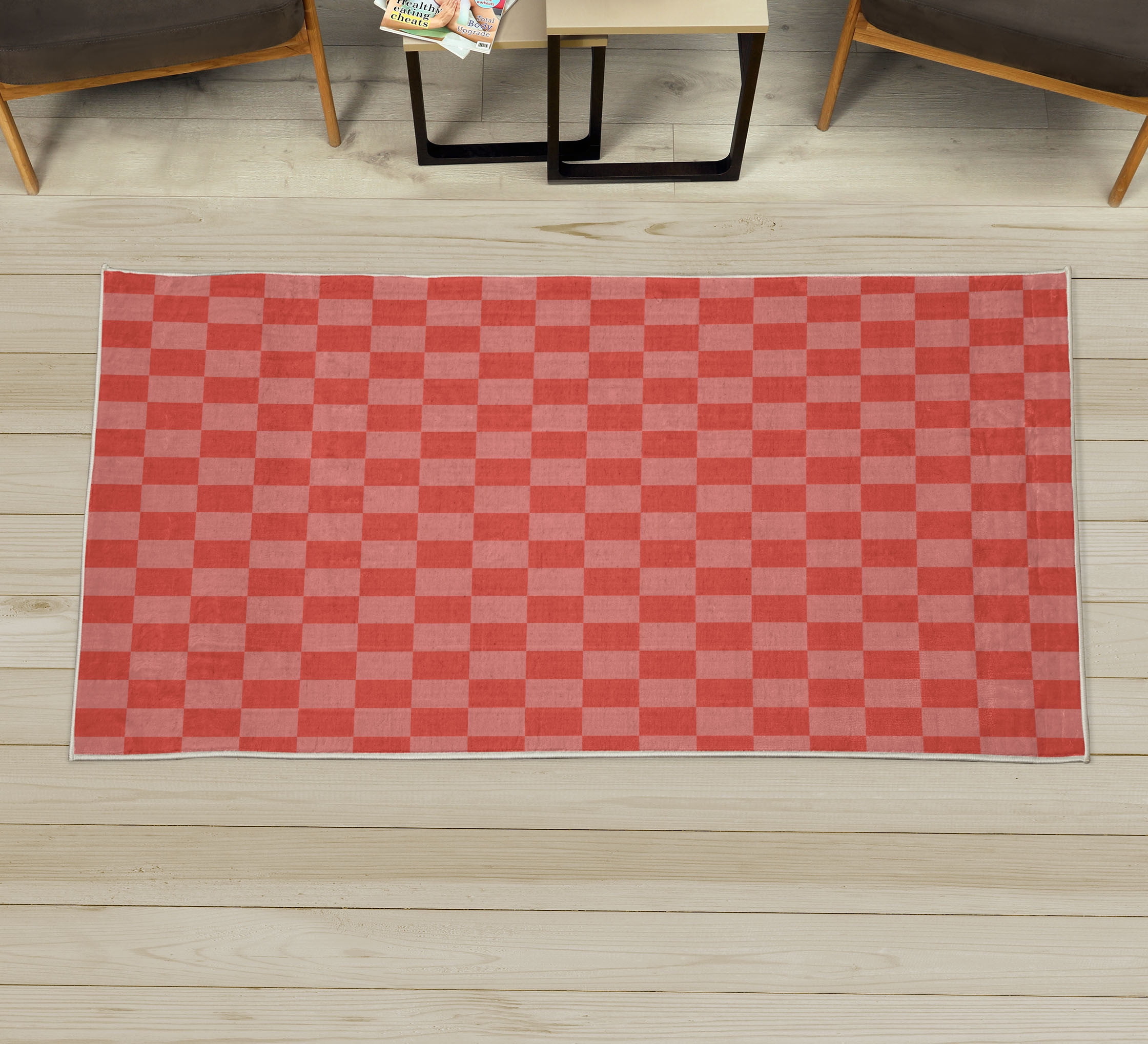 Checkers Game Decorative Rug, Geometric Grid Style Monochrome Squares ...