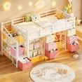 Low Loft Bed with Storage Stairs & Drawers & Shelves, LED Twin Metal ...