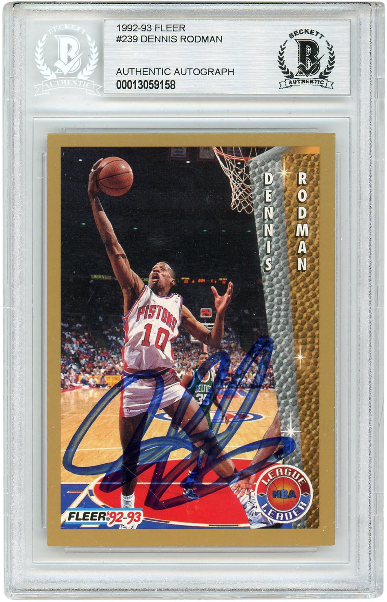 Dennis Rodman Detroit Pistons Autographed 1992-93 Fleer Trading Card ...