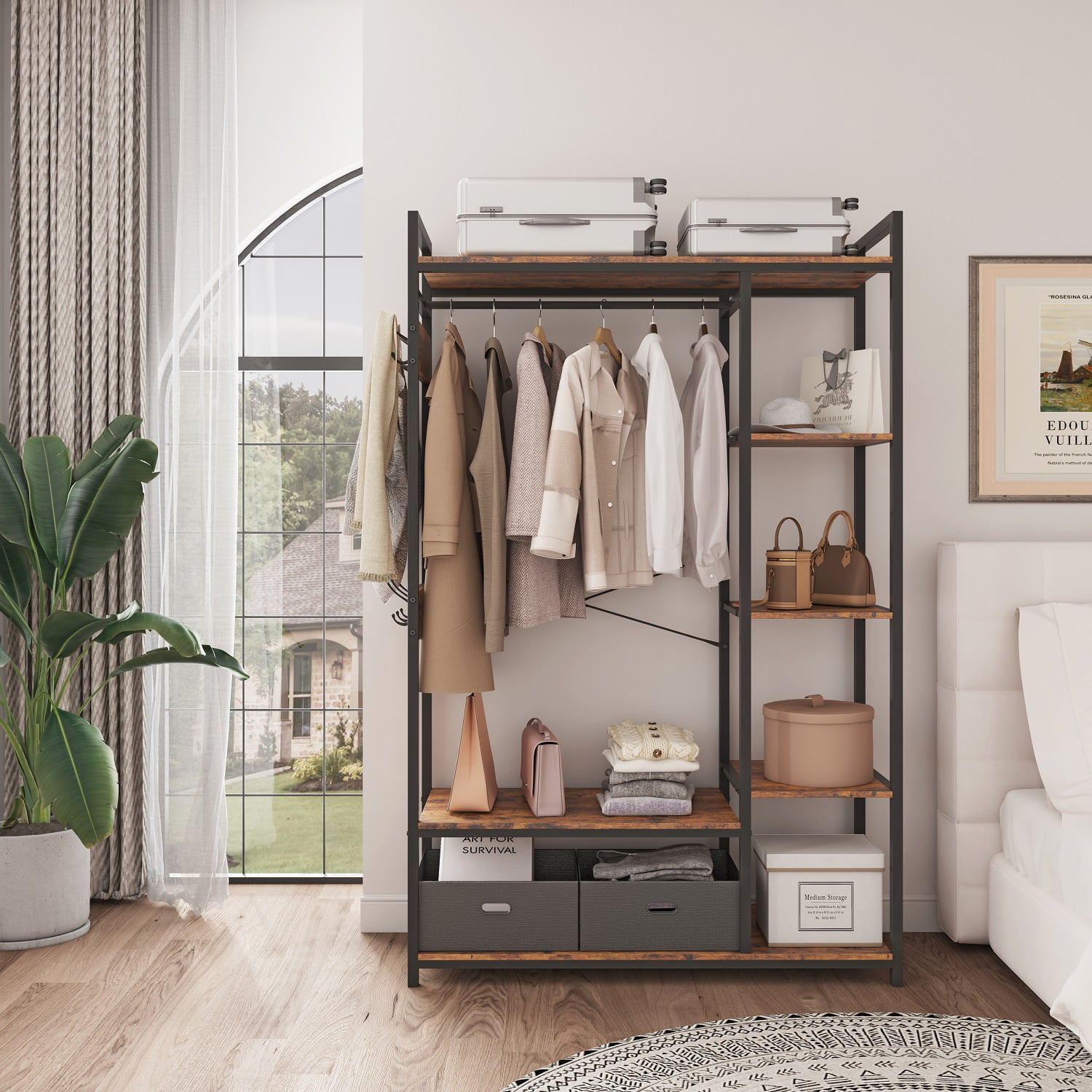 Coat rack with Storage, Large Coat Rack,Free-Standing Closet System ...