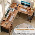"Furologee 66"" L Shaped Desk with USB Ports, Reversible Desk with ...
