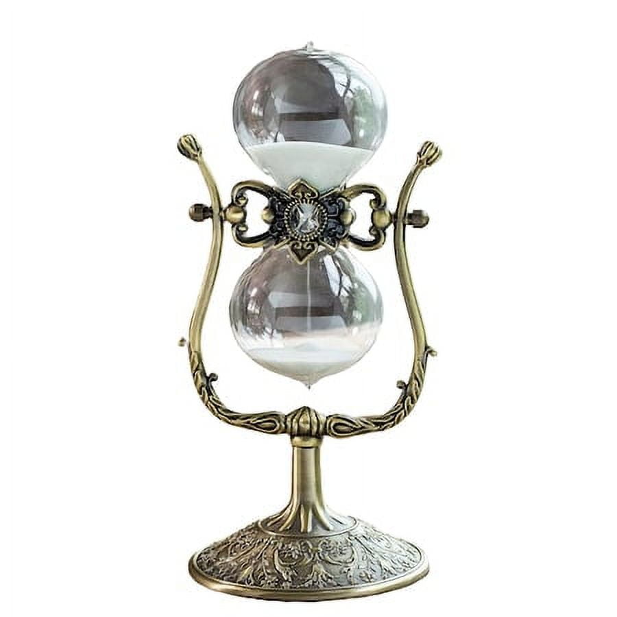 Clepsidra, soporte redondo, metal dorado, cristal con nisip blanco, 23 ...