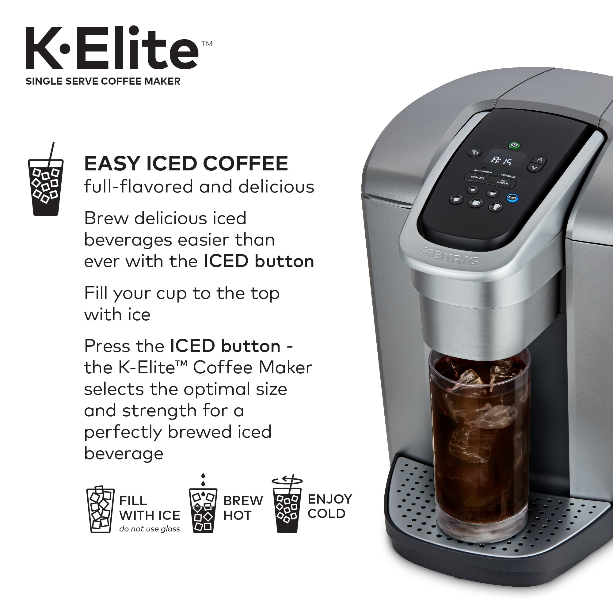 Keurig K-Elite Single-Serve K-Cup Pod Coffee Maker, Brushed Silver ...