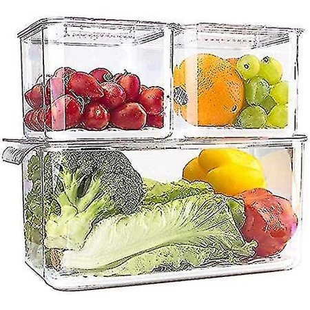 Food Storage Containers Fridge Organiser Box | 3 Piece Set | Stackable ...