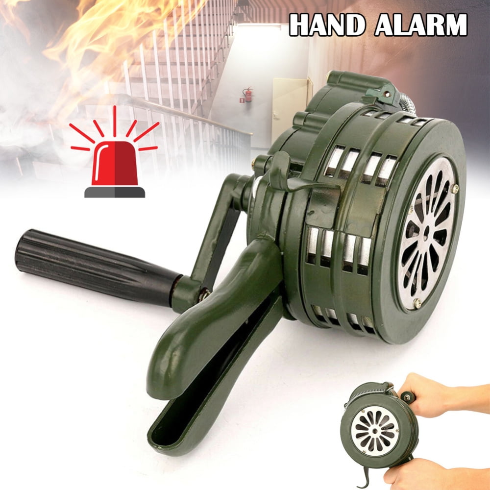 Hand Crank Siren Portable Manual Operated Metal Alarm 110dB Handheld ...