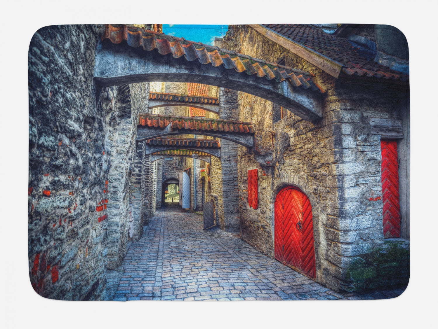 Medieval Bath Mat, Old Stone Street with Stone Passage Estonia Medieval ...