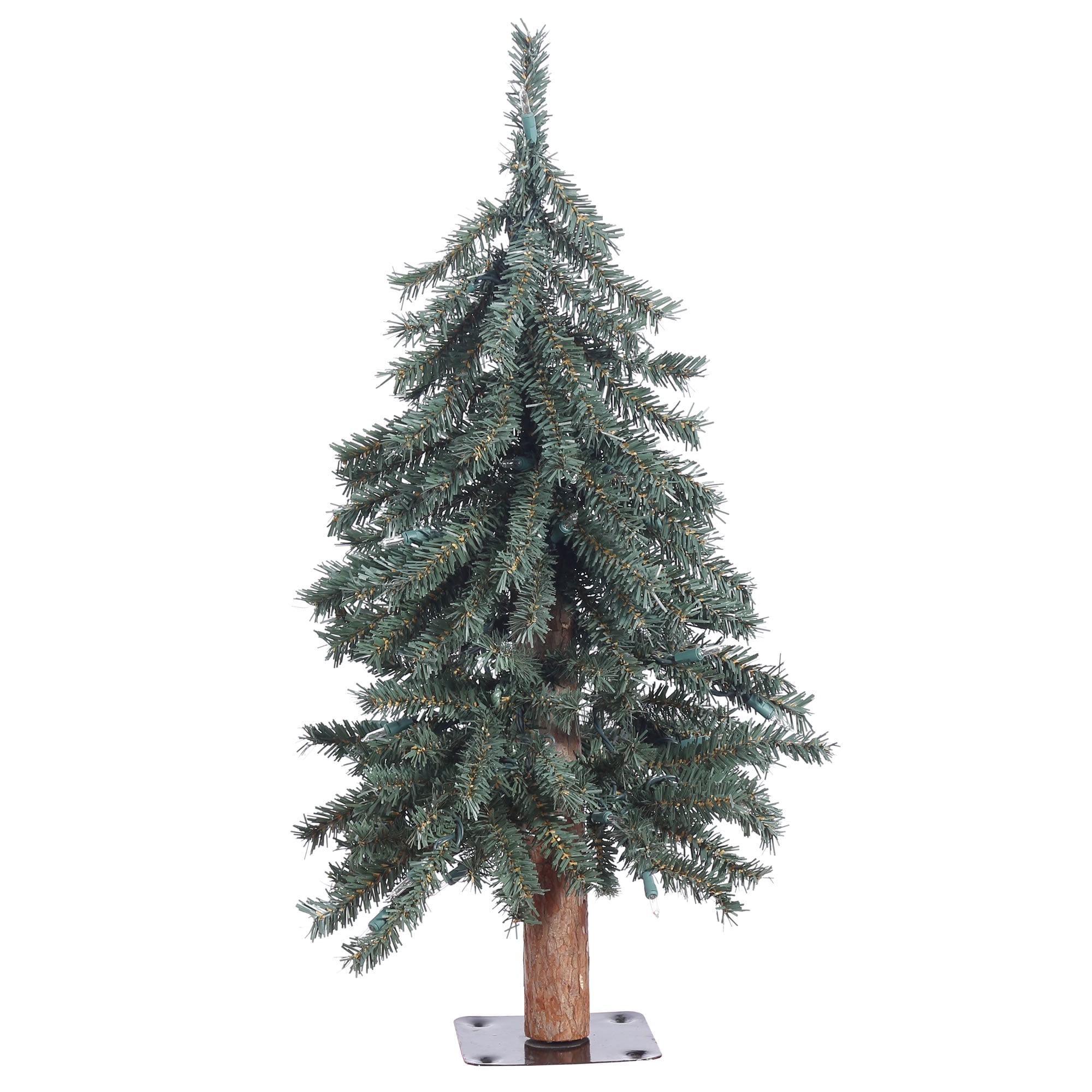 Vickerman Artificial Christmas Tree 2' x 16.5" Natural Bark Alpine Tree ...