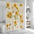 Country Sunflower Bathroom Shower Curtains with Hooks, Butterfly ...