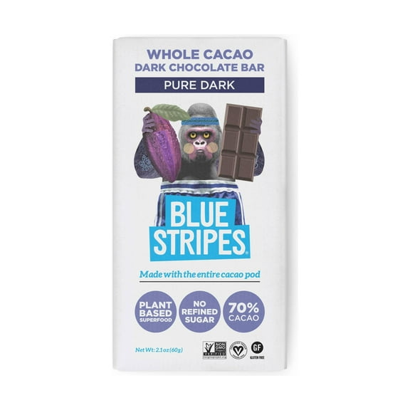 Blue Stripes Dark Chocolate Pure Bar 2.1 oz (Pack Of 12) - Walmart.com