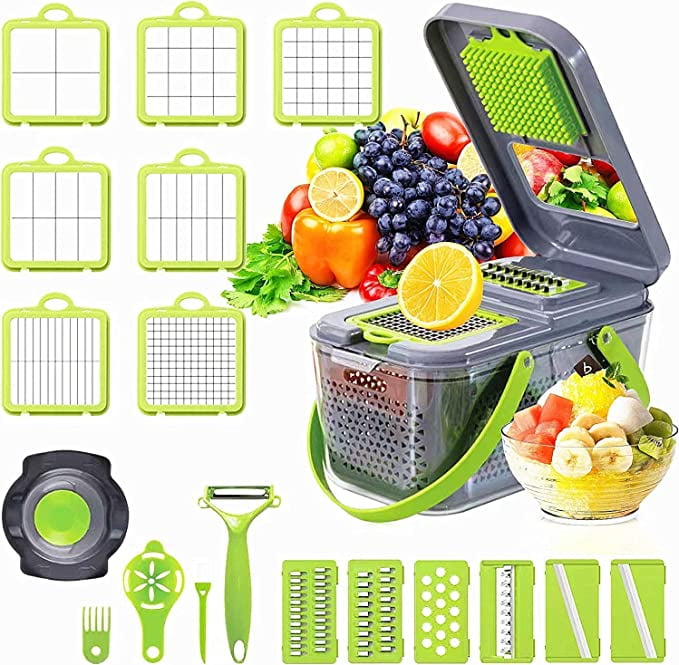 22-in-1 Fruit and Vegetable Cutter Onion Cutter Fruit Cutter Spiral ...