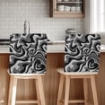Abstract Fluid Art Chair Back Covers, Black Grey Gradient Simple Line ...