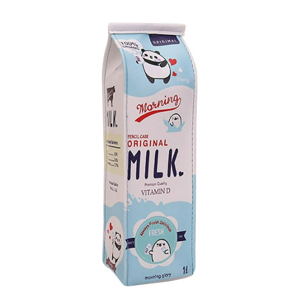 PVCS Large Capacity Cute Milk Carton Pencil Cases Box Cosmetic Bag with ...
