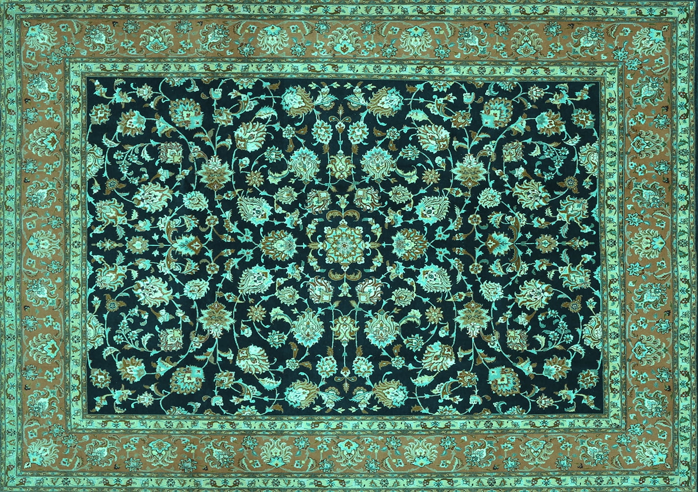 Ahgly Company Machine Washable Indoor Rectangle Persian Turquoise Blue ...
