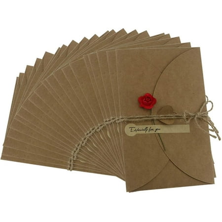 20pcs Brown Kraft Paper Thank You Cards With Kraft Paper Envelopes ...