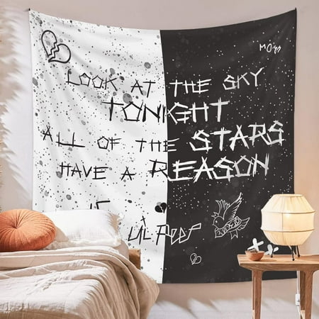Rapper Wall Tapestry Lil Peep Tapestries Juice Wrld Black and White ...