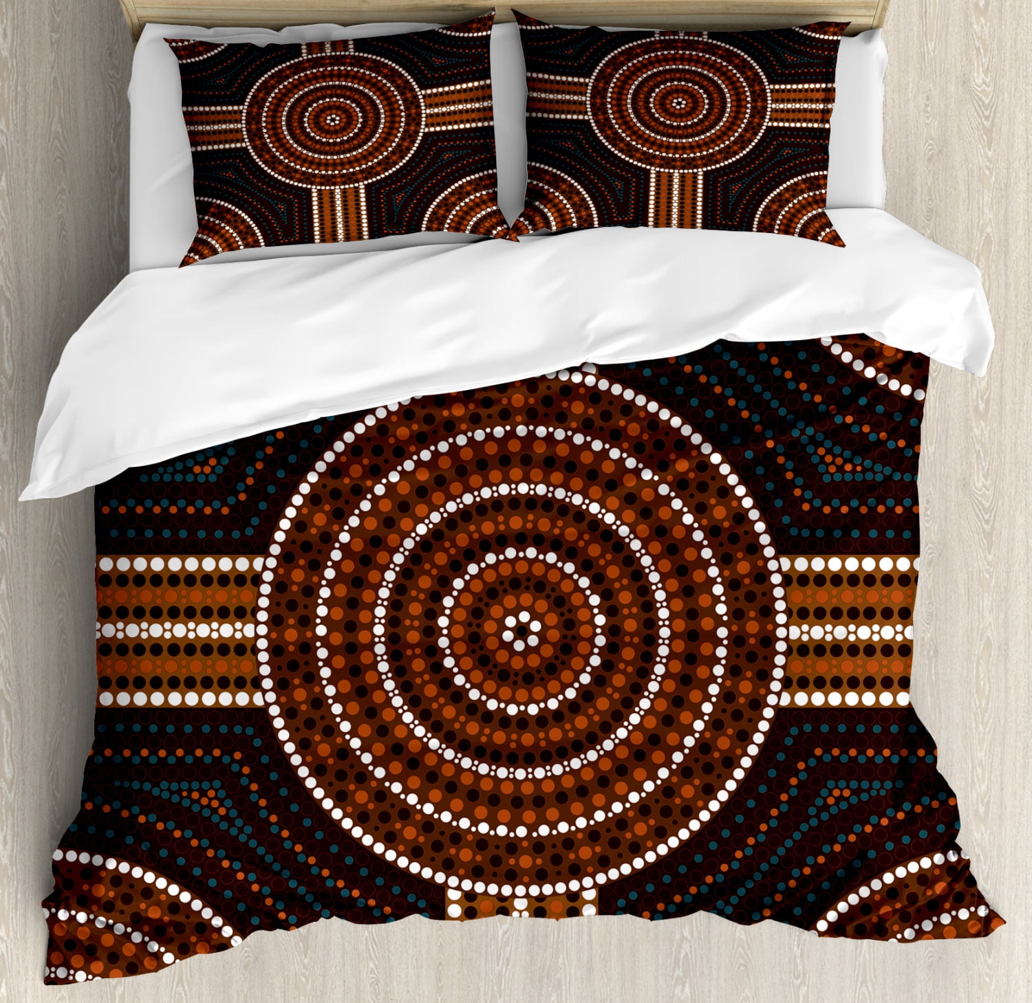 Tribal Duvet Cover Set King Size, Traditional Aboriginal Pattern Pebble ...