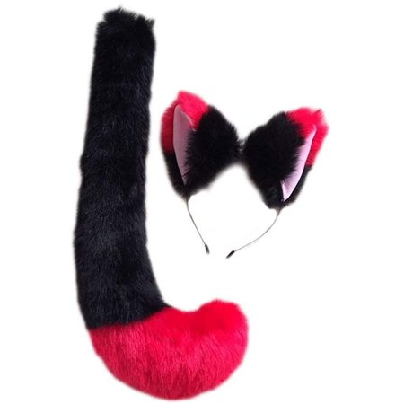 Anime Party Lolita Cosplay Costume Black Fox Cat Tail 19.7'' Fox Tail ...
