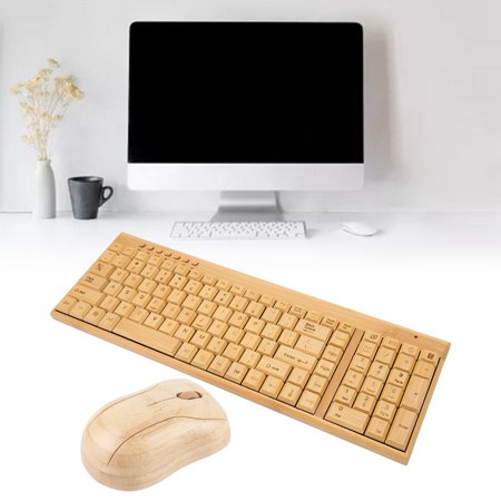 Bamboo Wood Computer Devices, 2.4G Connection Plug And Play Keyboard ...