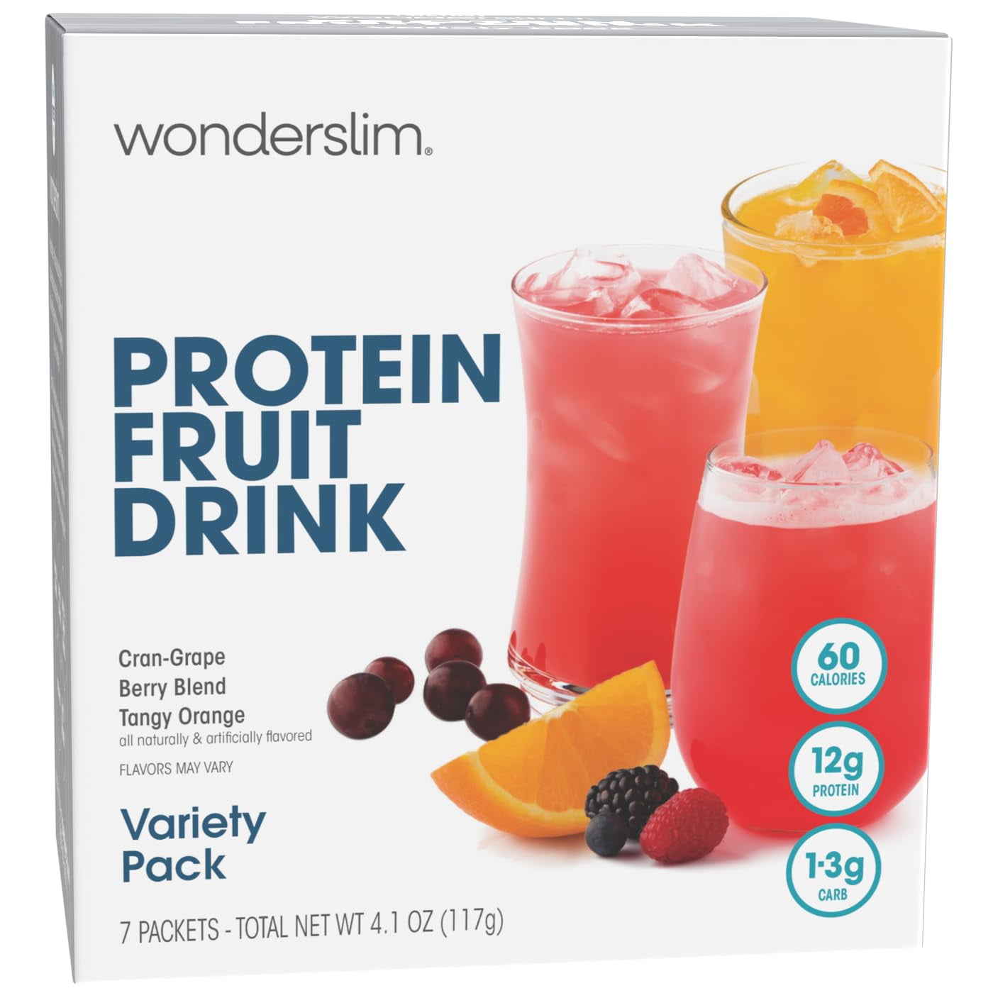 WonderSlim Protein Fruit Drink, Variety Pack, No Fat, Gluten Free, Keto ...