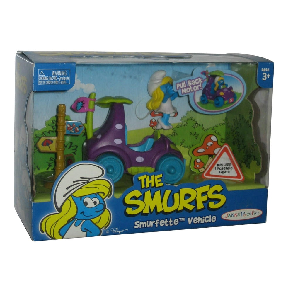 The Smurfs Smurfette Figure & Pull Back Motor Vehicle Toy Play Set ...