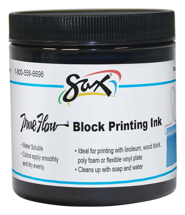 Sax True Flow Water Soluble Block Printing Ink, 8 Ounces, Black ...
