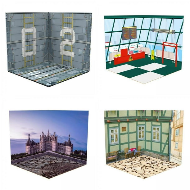 4 Pieces 1/12 Backdrop Background Display Scene Diorama Show Organizer ...