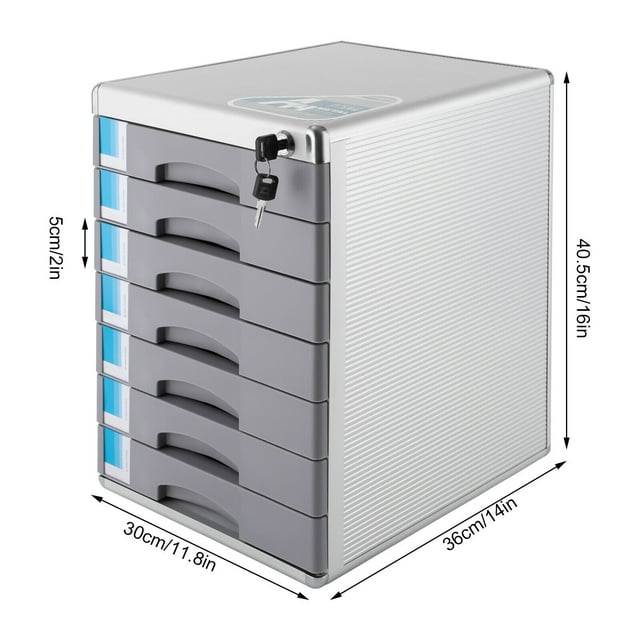 7-Drawer Metal Desktop File Cabinet, Space-Saving Office Storage with ...