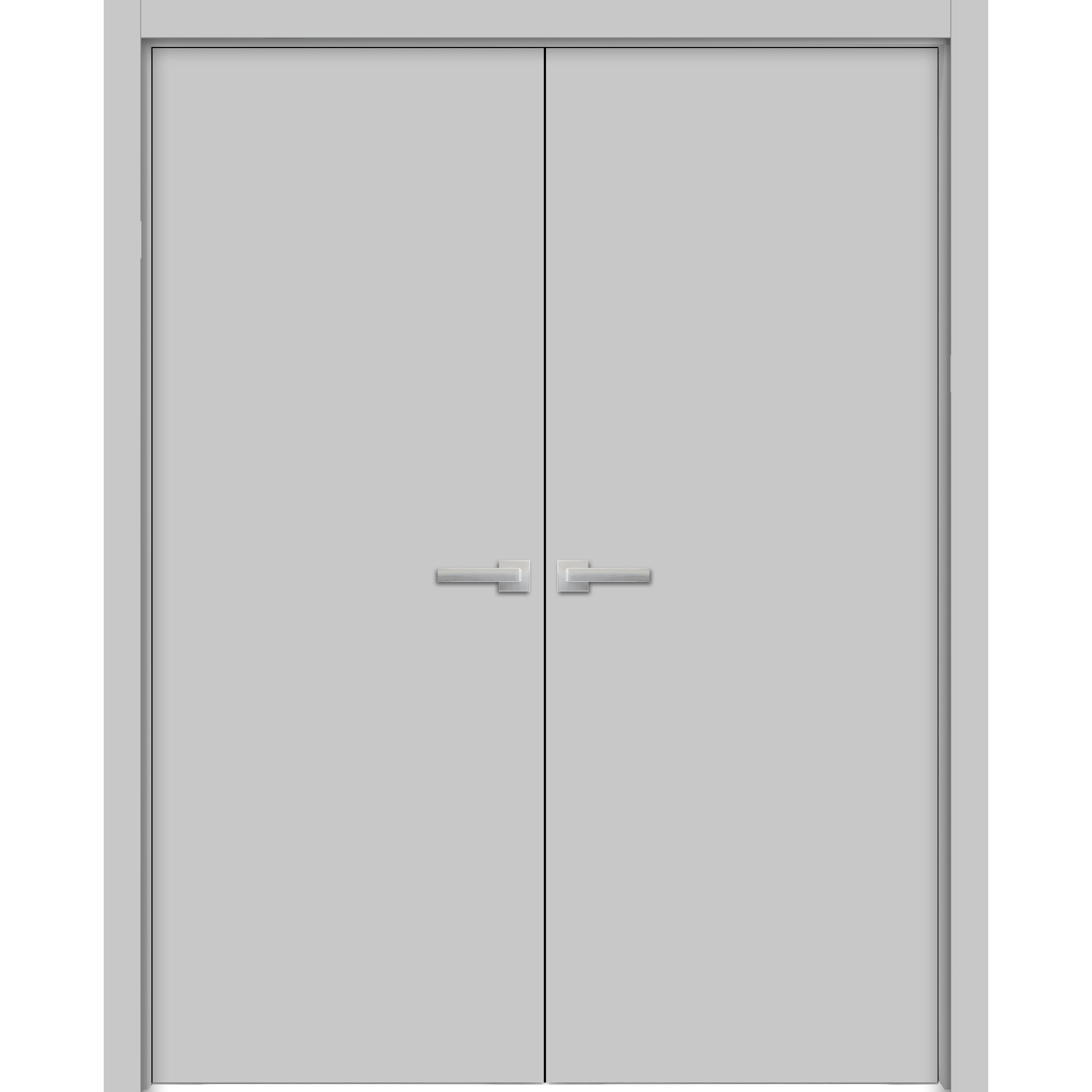 Solid French Double Doors 48 x 80 inches | Planum 0010 Matte Grey ...