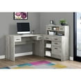 L-Shaped Corner Computer Desk with Hutch - Grey Reclaimed Wood Grain ...