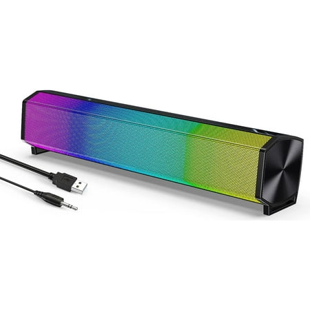 Sound Bar Dynamic RGB PC Speakers, Computer Speaker with 4 Lights Modes ...