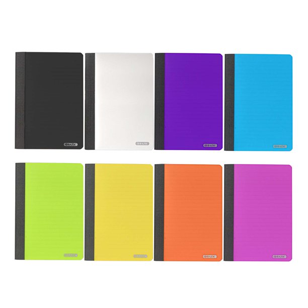 BAZIC Poly Cover Composition Book 80 Sheet 5" x 7", Assorted Color, 8 ...