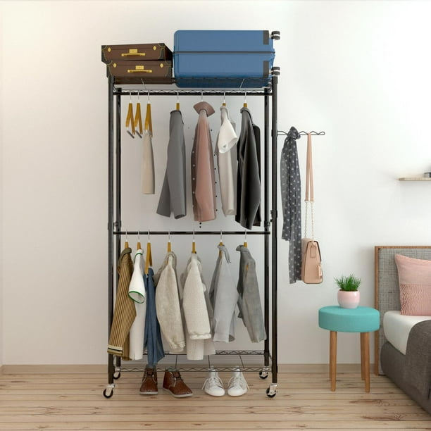Zimtown Portable Closet System Heavy Duty Garment Rack Rolling Hanging ...