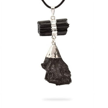 Raw Black Tourmaline Crystal Healing Pendant Necklace - Premium Carrying Pouch - Crystal Gifts ...