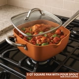 Simple & Co. 2-Piece Nonstick Copper Square Pan Set – 5 QT with Pour ...